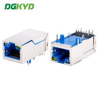 China Gigabit Ethernet RJ45 Female Jack Single Port 1000M PoE+ Connector with 6μ Gold Plating and UL 94V-0 Rating for sale