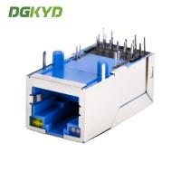 China Gigabit Ethernet RJ45 Female Jack Single Port 1000M PoE+ Connector with 6μ Gold Plating and UL 94V-0 Rating for sale