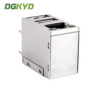 China Three deck stacked USB RJ45 connector , RJ45 with double USB Jack USB2.0 KRJ-USB2YGWTNL for sale
