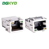 China Single Port Tab Up Gold Plate RJ45 Ethernet Connector SMD Cat6 6μ Gold Plating 10 Positions for sale