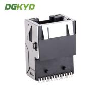 China Single Port Tab Up Gold Plate RJ45 Ethernet Connector SMD Cat6 6μ Gold Plating 10 Positions for sale