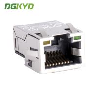China Single Port Tab Up Gold Plate RJ45 Ethernet Connector SMD Cat6 6μ Gold Plating 10 Positions for sale