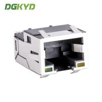 China Single Port Tab Up Gold Plate RJ45 Ethernet Connector SMD Cat6 6μ Gold Plating 10 Positions for sale