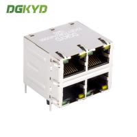 China Shield 2X2 Double Deck 4 Port 1000M Cat6 RJ45 Modular Jack with Ethernet Filter - Gold 6μ Contacts, -40°C to +85°C Operating Range for sale