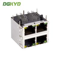 China Shield 2X2 Double Deck 4 Port 1000M Cat6 RJ45 Modular Jack with Ethernet Filter - Gold 6μ Contacts, -40°C to +85°C Operating Range for sale