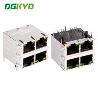 China Shield 2X2 Double Deck 4 Port 1000M Cat6 RJ45 Modular Jack with Ethernet Filter - Gold 6μ Contacts, -40°C to +85°C Operating Range for sale