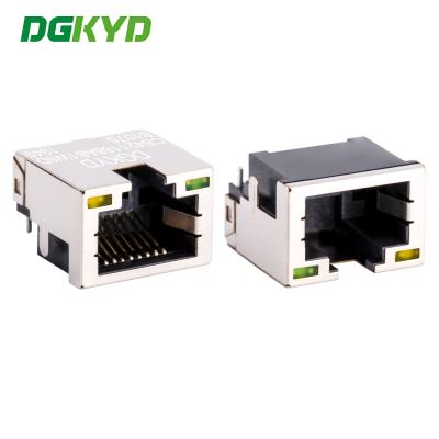 China Shielded Low Profile RJ45 Jack SMT 8P8C Sink Board 4.2 DIP with LED Yellow Green for sale