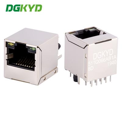 China Vertical RJ45 Connector 180° Straight Insertion Gigabit Integrated Filter Cat6 8P10C -40°C to 85°C for sale