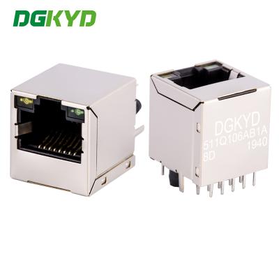 China RJ45 Connector Gigabit Integrated Filter 180 Degree Vertical Ethernet Port 8P10C Cat6 Shielded for sale