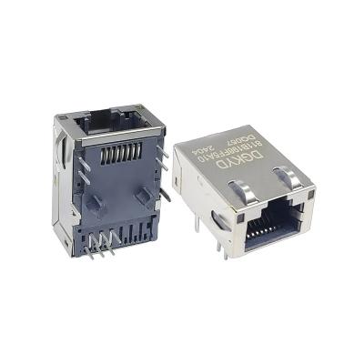 China DGKYD RJ45 Single Port 100Mbps Network Connector with Dual-Color LED and Gold 6u/50u Plating for sale