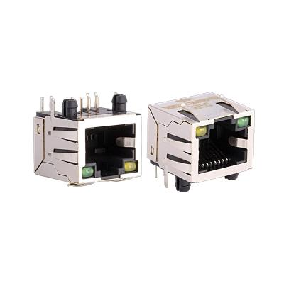 China RJ45 Ethernet Connector 8P8C Single Port with LED Indicators and 6μ Gold Plating for 10/100/1000 BASE-T Networks for sale