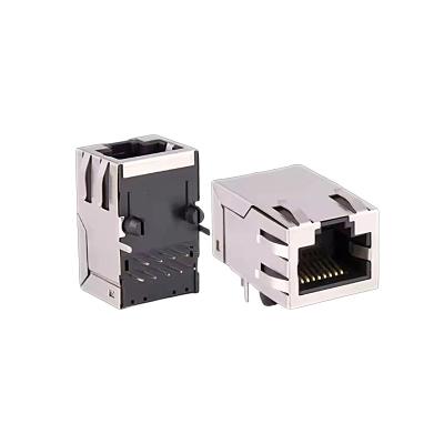 China Shielded Cat6 RJ45 Female Jack with 6μ Gold Plating and Side Entry for 1000 BASE-T Networks for sale