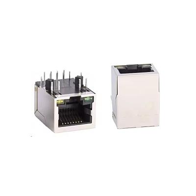 China Industrial RJ45 Female Connector 8P8C with LED Indicators for 10/100 Base-T Ethernet Applications for sale
