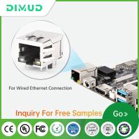 China Industrial Gigabit RJ45 Connector 1 Port with LED 180° Vertical Plug - Gold 6μ Plating & UL 94V-0 Rated for sale
