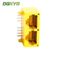 China Cat5 RJ45 Dual Port Jack 8 Pin Modular Connector Yellow Plastic Housing with Shield for sale
