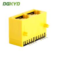 China Cat5 RJ45 Dual Port Jack 8 Pin Modular Connector Yellow Plastic Housing with Shield for sale