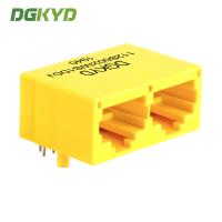 China Cat5 RJ45 Dual Port Jack 8 Pin Modular Connector Yellow Plastic Housing with Shield for sale