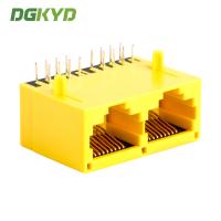 China Cat5 RJ45 Dual Port Jack 8 Pin Modular Connector Yellow Plastic Housing with Shield for sale