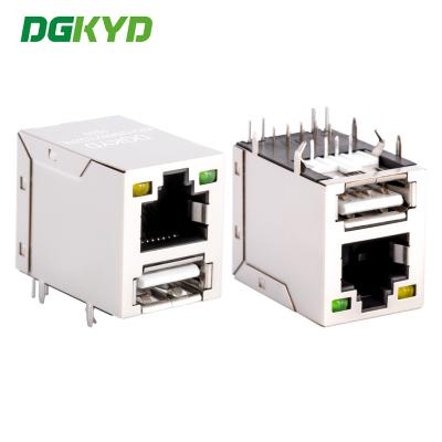 China KRJ-USB02YGZNL RJ45 USB Network Connector with 8-Port Configuration and -40℃ to 85℃ Operating Range for sale