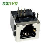 China RJ11 Half Package Network Port Female Socket Shielded 6U Gold Plated Round Pin Through Hole for sale