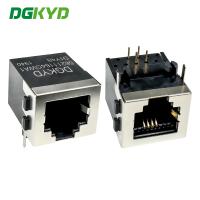 China RJ11 Half Package Network Port Female Socket Shielded 6U Gold Plated Round Pin Through Hole for sale