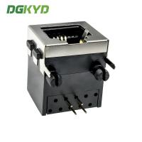 China RJ11 Half Package Network Port Female Socket Shielded 6U Gold Plated Round Pin Through Hole for sale