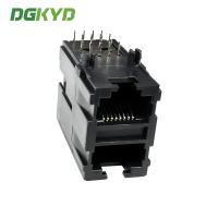 China RJ45 Network Port 2X1 Stacked 8P8C Modular Jack Without Filter Through Hole 10/100/1000BASE-T for sale