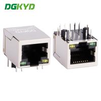 China RJ45 Connector with 10G Integrated Transformer, LED Indicators & Metal Shielding - 30μ Gold Plating, -40°C to 85°C Operating Range for sale