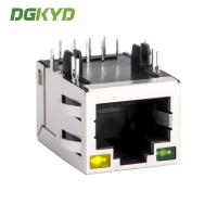 China RJ45 Network Port Socket with 100Mbps Integrated Transformer, LED Indicators & EMI Shielding - KRJ-SH105GYENL for sale
