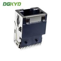 China RJ45 10G Ethernet Filter Connector with 6μ Gold Plating and Right-Angle SMT PCB Mount for sale