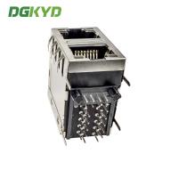 China DGKYD21Q085DA1A2D057 RJ45 Stacked Ethernet Socket with Gigabit Integrated Transformer - 2 Ports, -40℃ to 85℃ Operating Range for sale