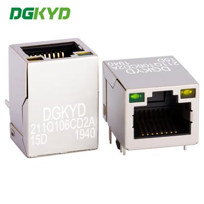 China Single Port RJ45 Connector with Built-in Transformer - 8 Terminal Gigabit Ethernet Filter Jack -40℃ to 85℃ Operating Range for sale