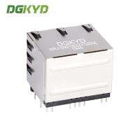 China Metal Shielded 2x2 Double Deck 4 Port RJ45 Connector 8P8C with LED Yellow Green KRJ-5921S2X2YGENL for sale