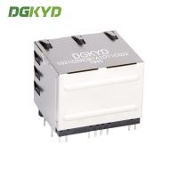 China Metal Shielded 2X2 4 Port RJ45 Ethernet Socket with LED Yellow Green 8P8C Through Hole for sale