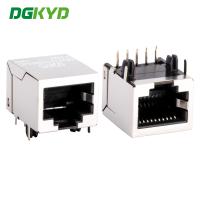 China Single Port RJ45 Female Socket Connector 10 Pins Right Angle Through Hole with Metal Shield for sale