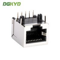 China Single Port RJ45 Female Socket Connector 10 Pins Right Angle Through Hole with Metal Shield for sale