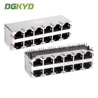 China RJ45 2X6 Multi Port Female Connector Network Interface Socket 8P8C Right Angle Through Hole for sale