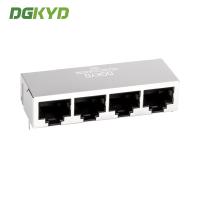 China Metal Shielded Quad Port RJ45 Keystone Jack 8P8C Without LED RoHS Compliant KRJ-5921S14F457NL for sale