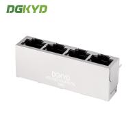 China Metal Shielded Quad Port RJ45 Keystone Jack 8P8C Without LED RoHS Compliant KRJ-5921S14F457NL for sale