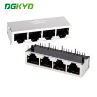 China Metal Shielded Quad Port RJ45 Keystone Jack 8P8C Without LED RoHS Compliant KRJ-5921S14F457NL for sale