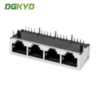 China Metal Shielded Quad Port RJ45 Keystone Jack 1x4 8P8C Through Hole RoHS for sale