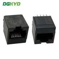 China Industrial RJ45 Connector 180 Degree Flat Pin 6U All Plastic 8P8C Through Hole for sale