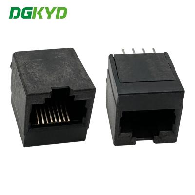 China Industrial RJ45 Connector 180 Degree Flat Pin 6U All Plastic 8P8C Through Hole for sale