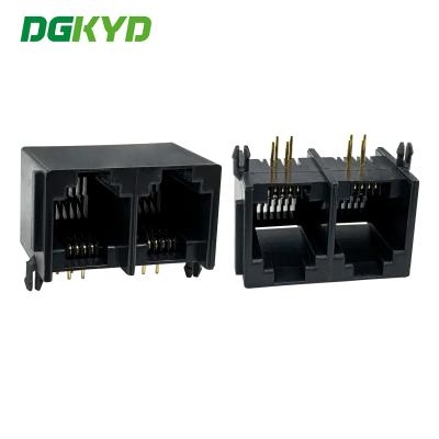 China RJ11 Ethernet Port Connector 1x2 6P6C with 2250VDC Withstand Voltage and -40℃ to 85℃ Operating Range for sale