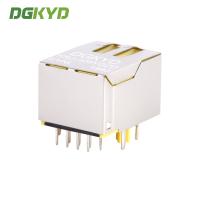 China Industrial RJ45 Connector 10/100 BaseT with LAN Filter 1x1 Port Yellow Housing 8P8C PCB Mount for sale