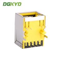 China Industrial RJ45 Connector 10/100 BaseT with LAN Filter 1x1 Port Yellow Housing 8P8C PCB Mount for sale