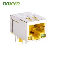 China Industrial RJ45 Connector 10/100 BaseT with LAN Filter 1x1 Port Yellow Housing 8P8C PCB Mount for sale