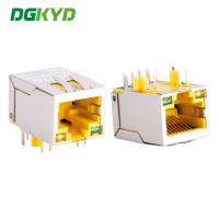China Industrial RJ45 Connector 10/100 BaseT with LAN Filter 1x1 Port Yellow Housing 8P8C PCB Mount for sale