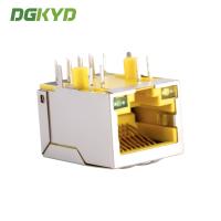 China Industrial RJ45 Connector 10/100 BaseT with LAN Filter 1x1 Port Yellow Housing 8P8C PCB Mount for sale