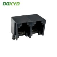 China RJ11 Female Socket Double Ports Connector 6 Positions Through Hole Industrial Ethernet Jack for sale